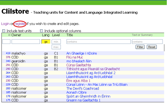 CLILstore unit 810: Treoracha chun aonad Clilstore a dhéanamh